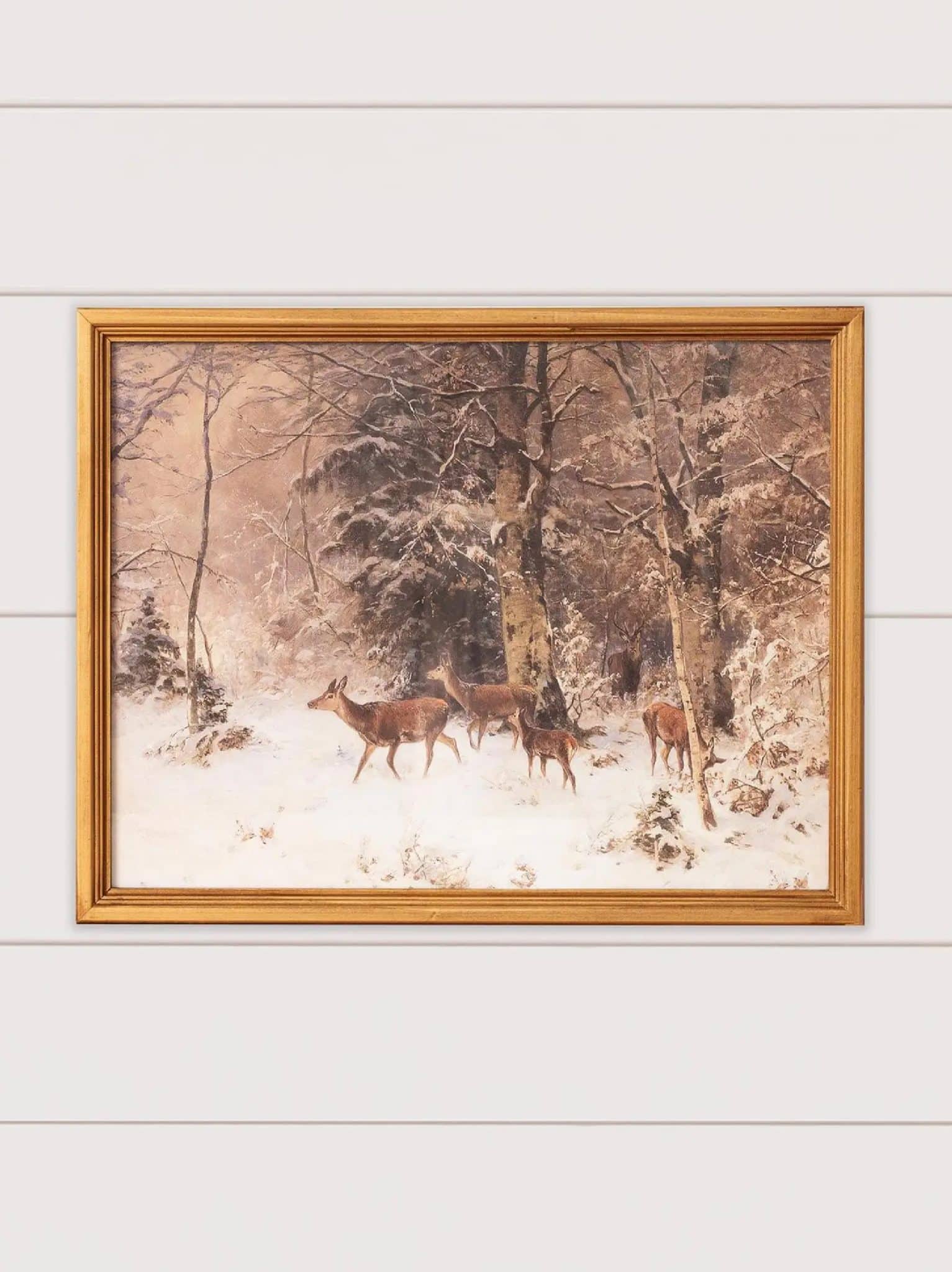 Framed Deer in Snowy Forest Print - Be Made