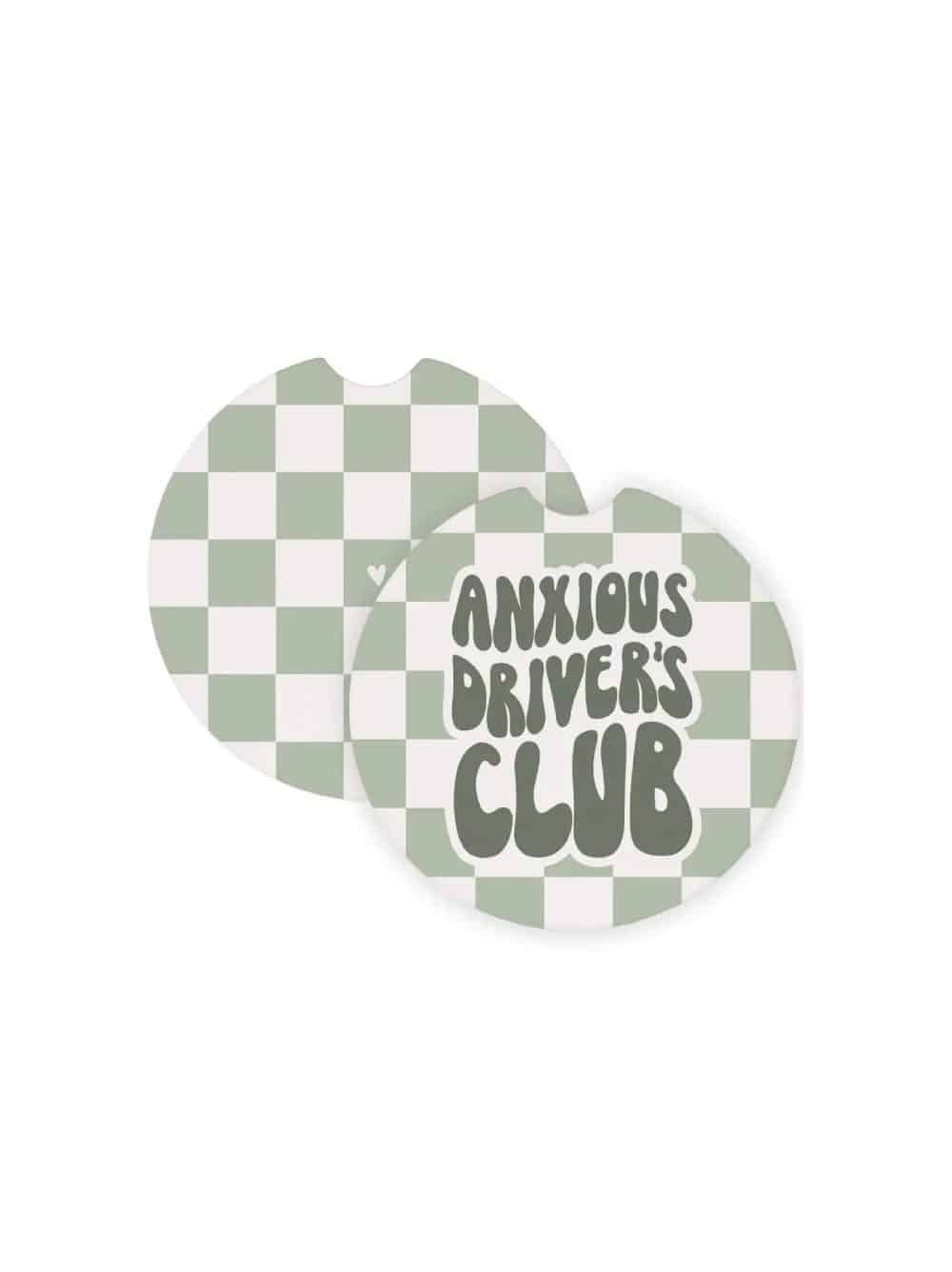 Anxious Driver's Club Checkered Car Coasters - Be Made