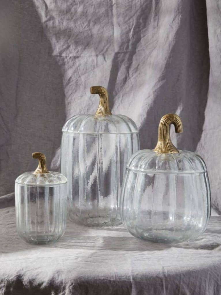 Glass Pumpkin with Lid and Bronze Stem - Be Made