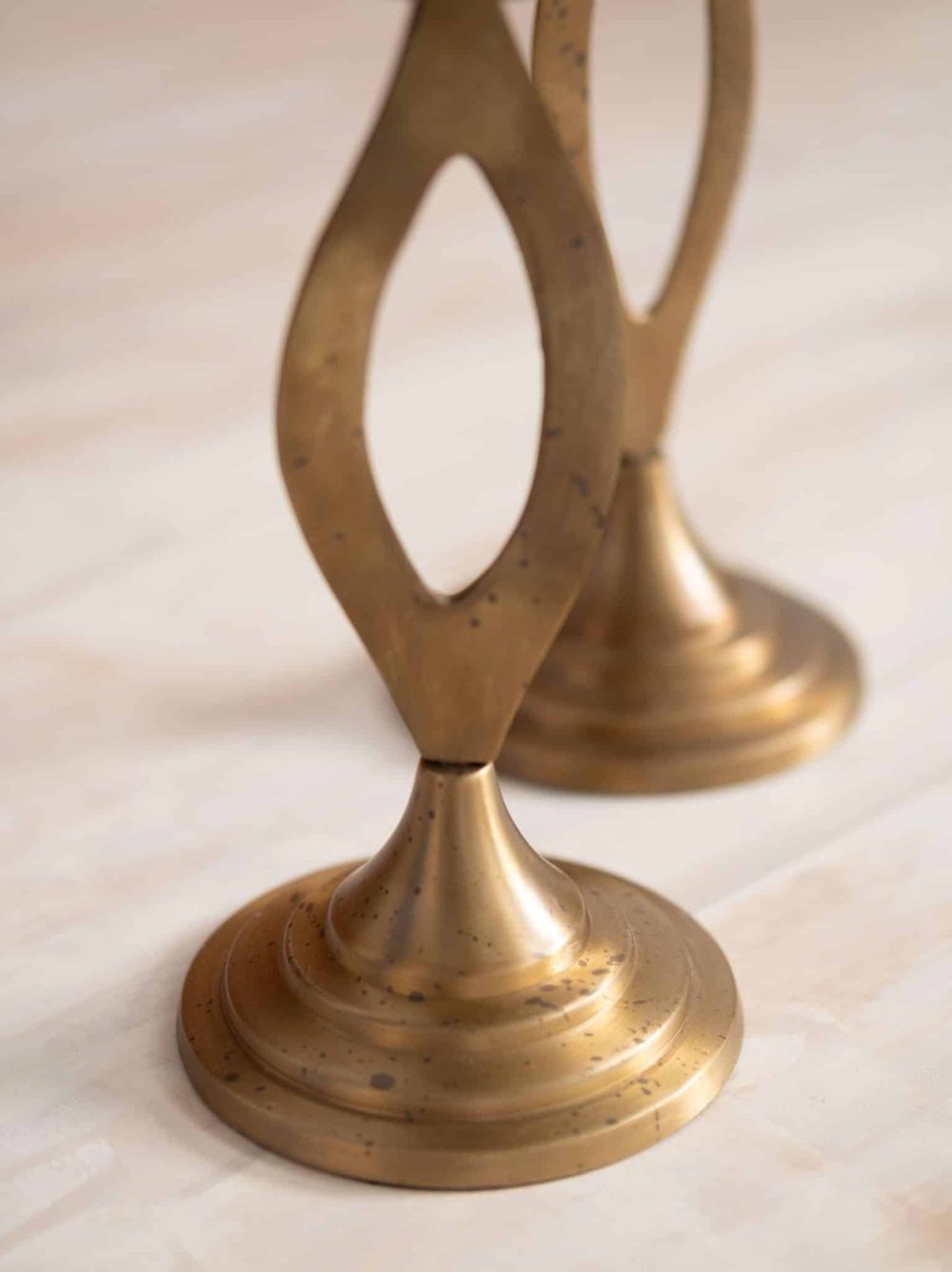 Brass Cutout Twist Taper Candle Holder Set - Be Made